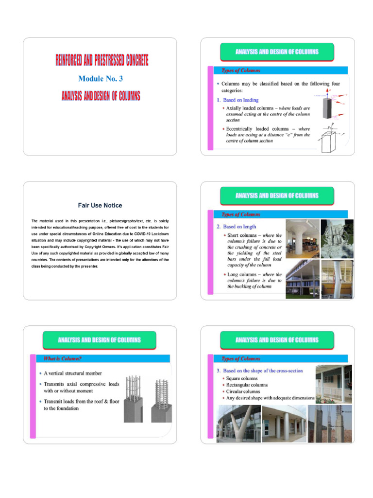 Module 3 (Analysis and Design of Short Columns) | PDF