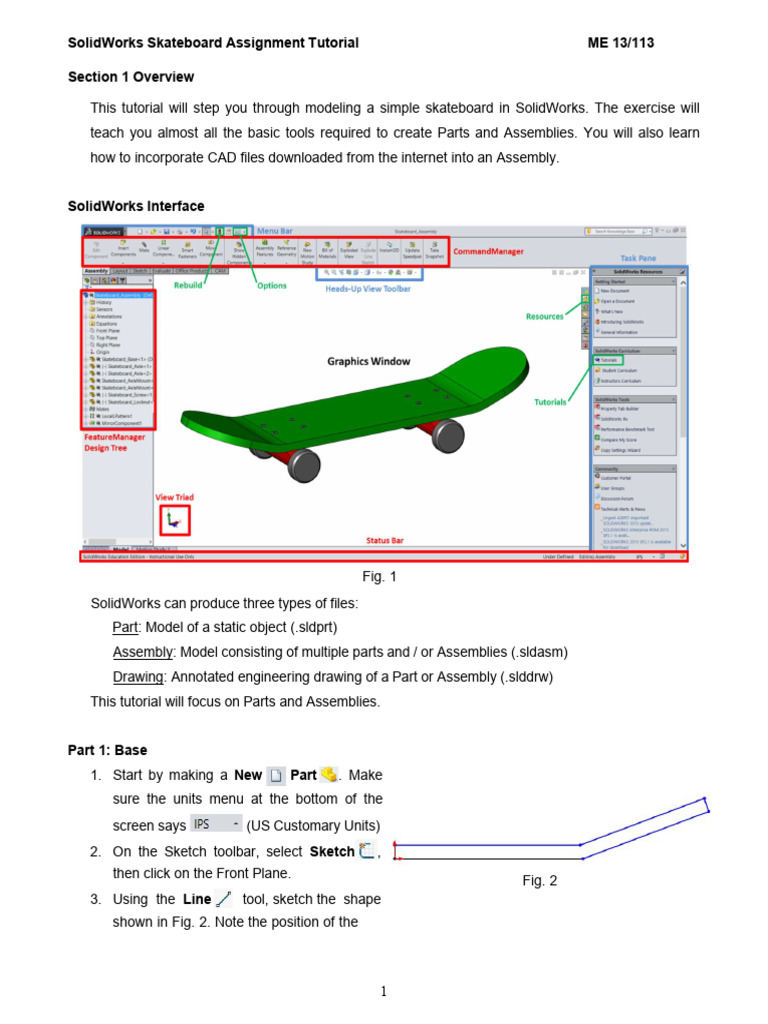 SolidWorks Skateboard Modeling Guide | PDF | Screw | Nut (Hardware)