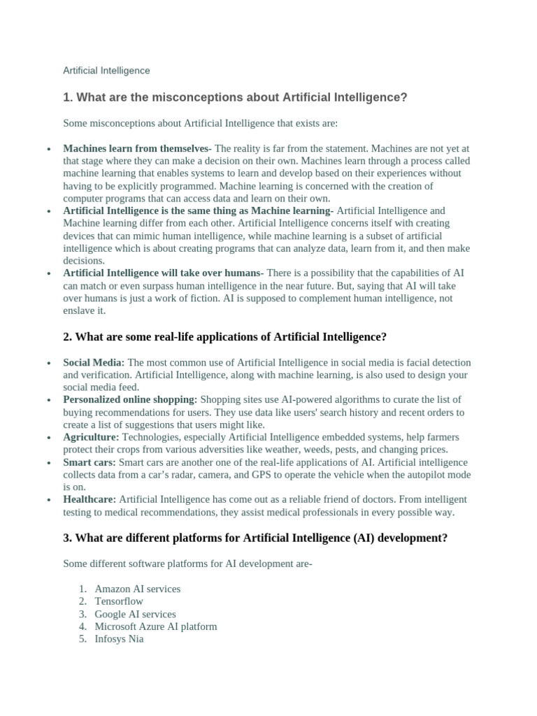 Artificial Intelligence Interview Questions | PDF | Artificial Neural ...