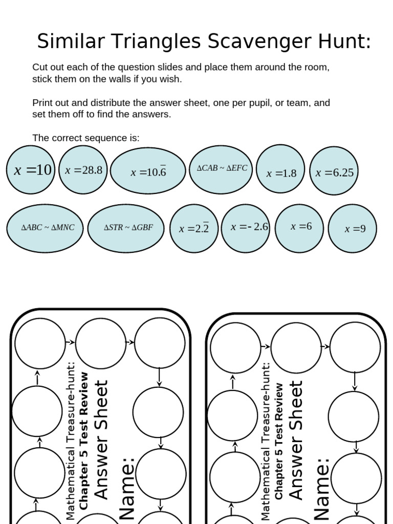 Similar Triangles Scavenger Hunt Guide | PDF | Mathematics