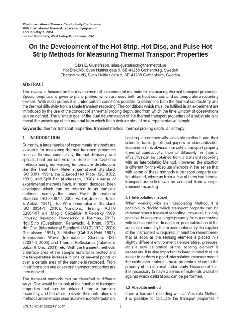 Hot Strip Method for Thermal Measurement | PDF | Heat | Temperature