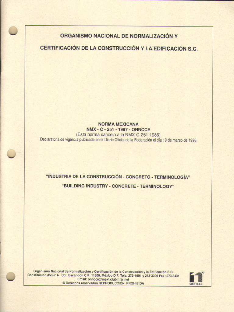 NMX C 251 Onncce 1997 | PDF