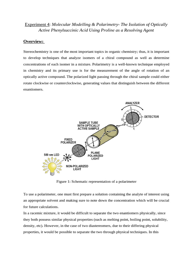 Polarimetry - The Isolation of Phenylsuccinic Acid Using Proline As A ...