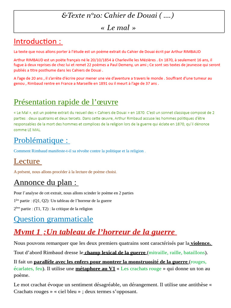 Le Mal | PDF | Arthur Rimbaud