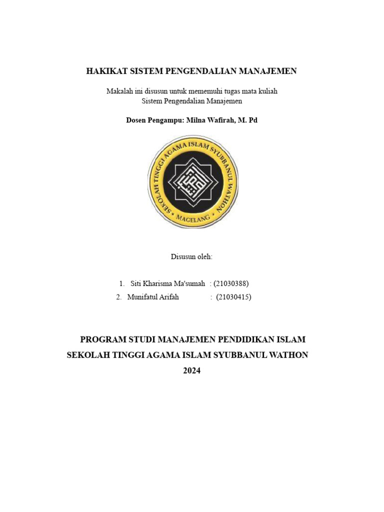 Hakikat Sistem Pengendalian Manajemen - Kel 1 | PDF | Karier & Perkembangan | Bisnis