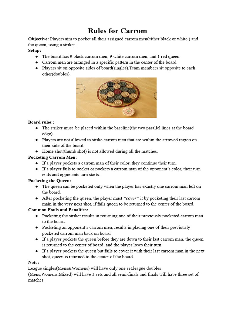 Carrom Rules | PDF