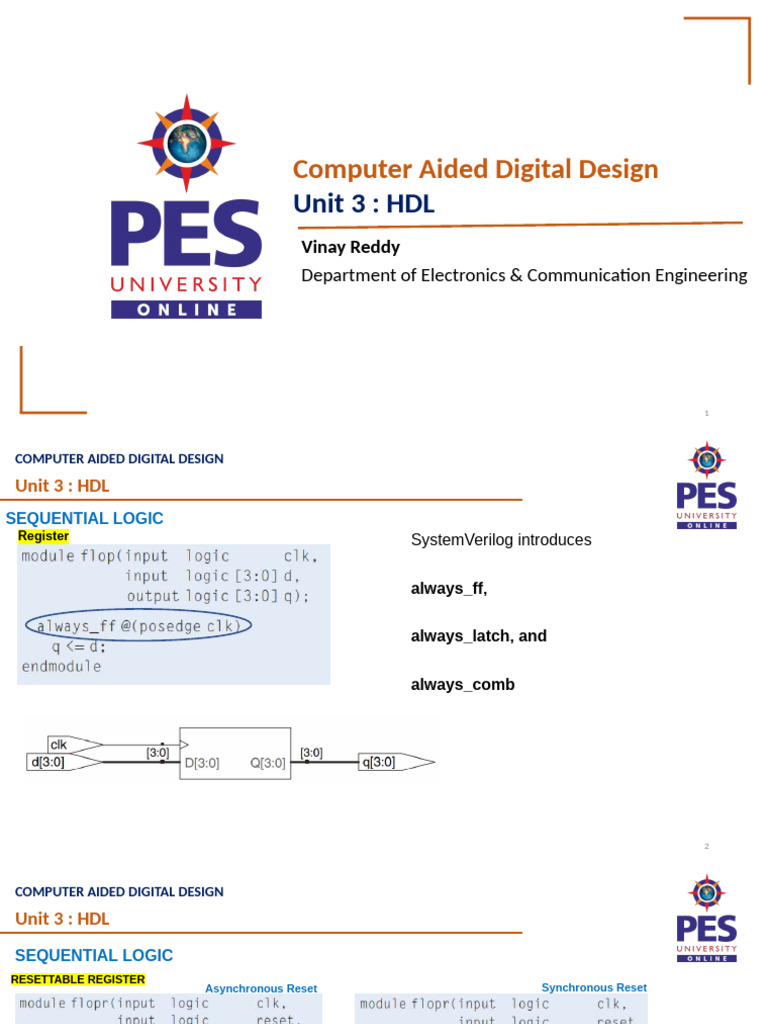Cadd Unit 3 HDL Part | PDF | Digital Electronics | Electrical Engineering