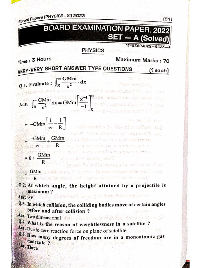 Solved Paper 2022 Physics 3 | PDF