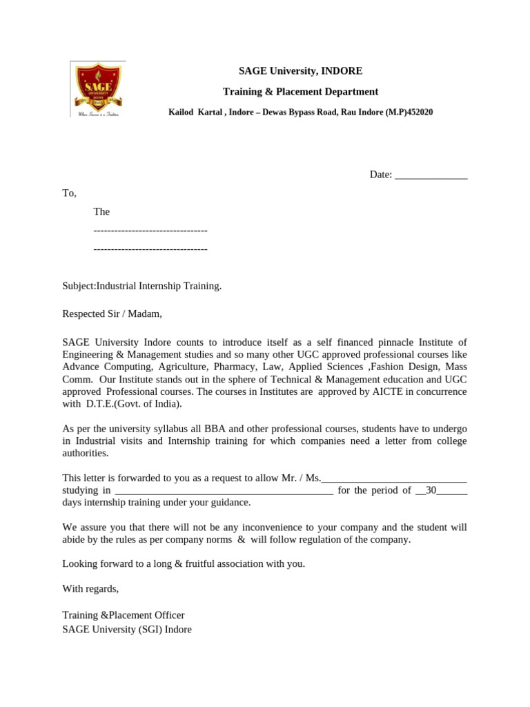 Internship Permission Letter For BBA | PDF | Government | Justice
