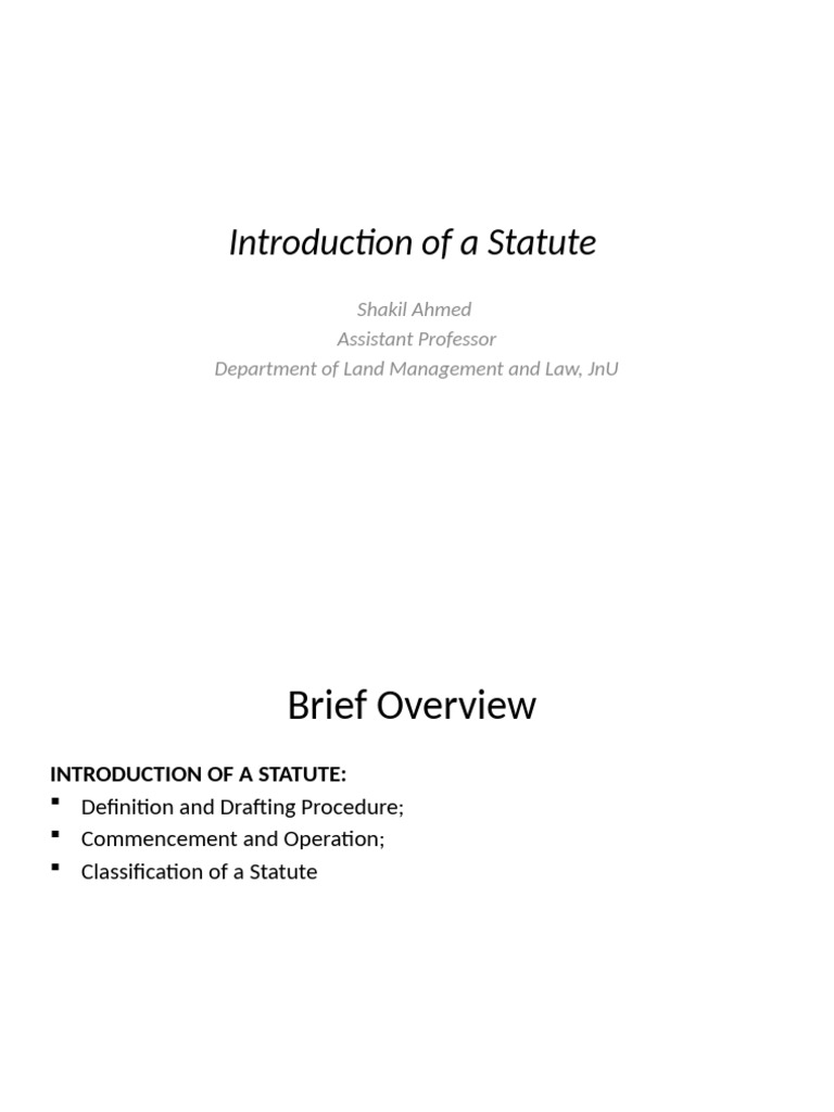 Introduction of A Statute | PDF | Act Of Parliament | Constitution