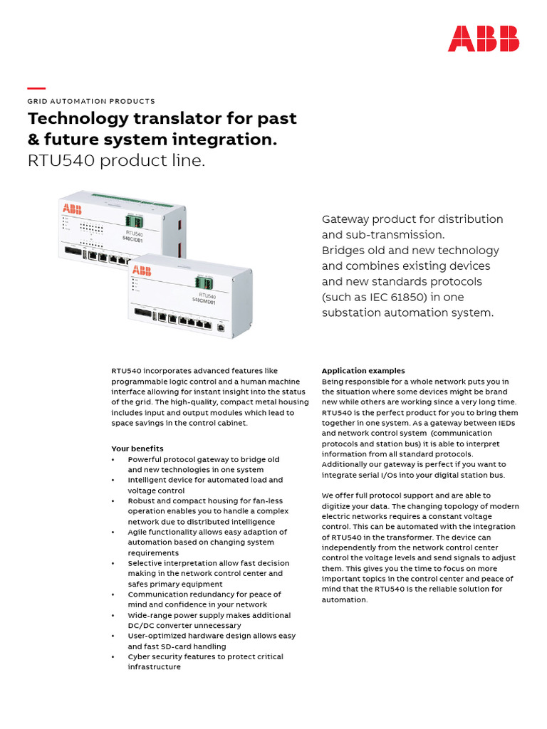 4CAE000123 ABB - Fact - Sheet - A4 - RTU540 - Web | PDF | Automation ...