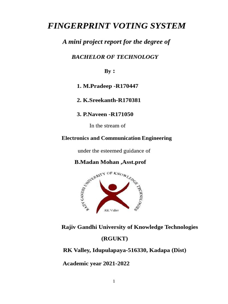 miniproject2 | PDF | Fingerprint | Voting Machine