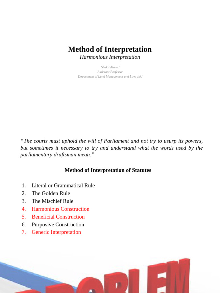 9 Method of Interpretation- Harmonious Interpretation | PDF | Tribunal ...