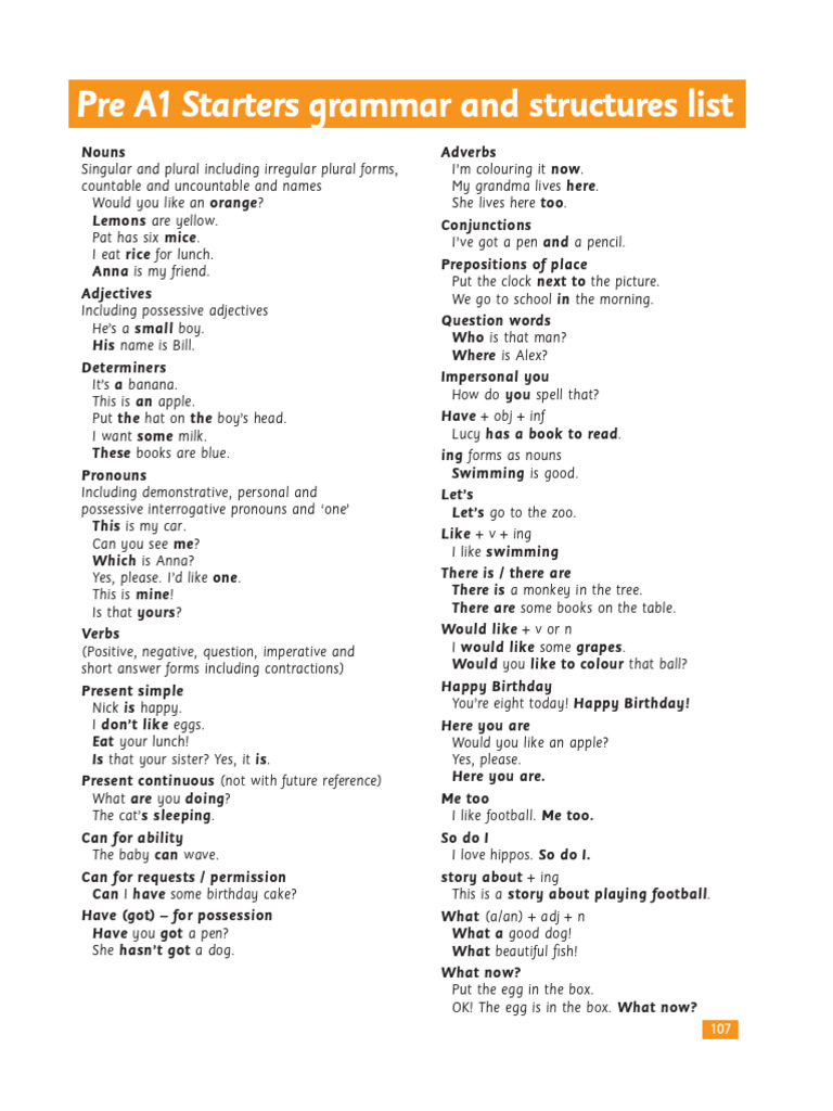 Pre-A1 (STARTERS) | PDF | Plural | Noun