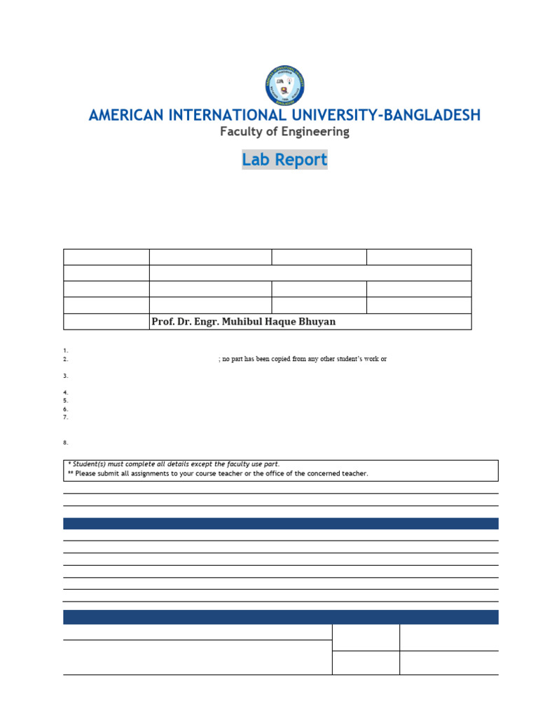 American International University-Bangladesh: Lab Report | PDF ...