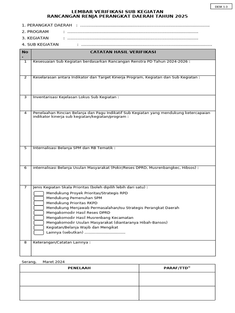 Verifikasi Rancangan RENJA 2025 | PDF | Pengelolaan Keuangan & Uang