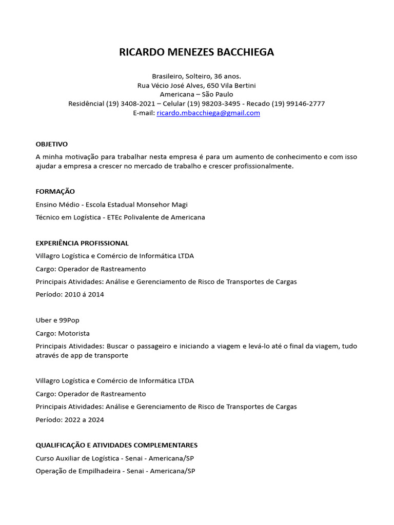 Currículo Ricardo Atualizado | PDF