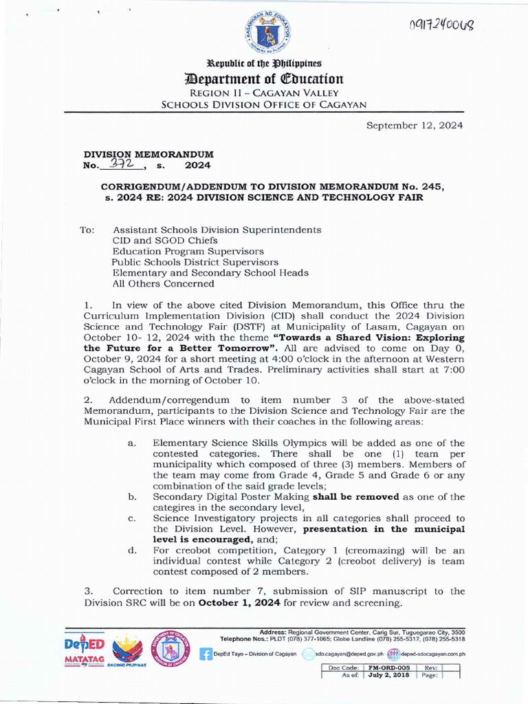 DVM NO. 372 S. 2024 CORRIGENDUM ADDENDUM TO DVM NO. 245 S. 2024 | PDF DVM NO. 372 S. 2024 CORRIGENDUM ADDENDUM TO DVM NO. 245 S. 2024 | PDF