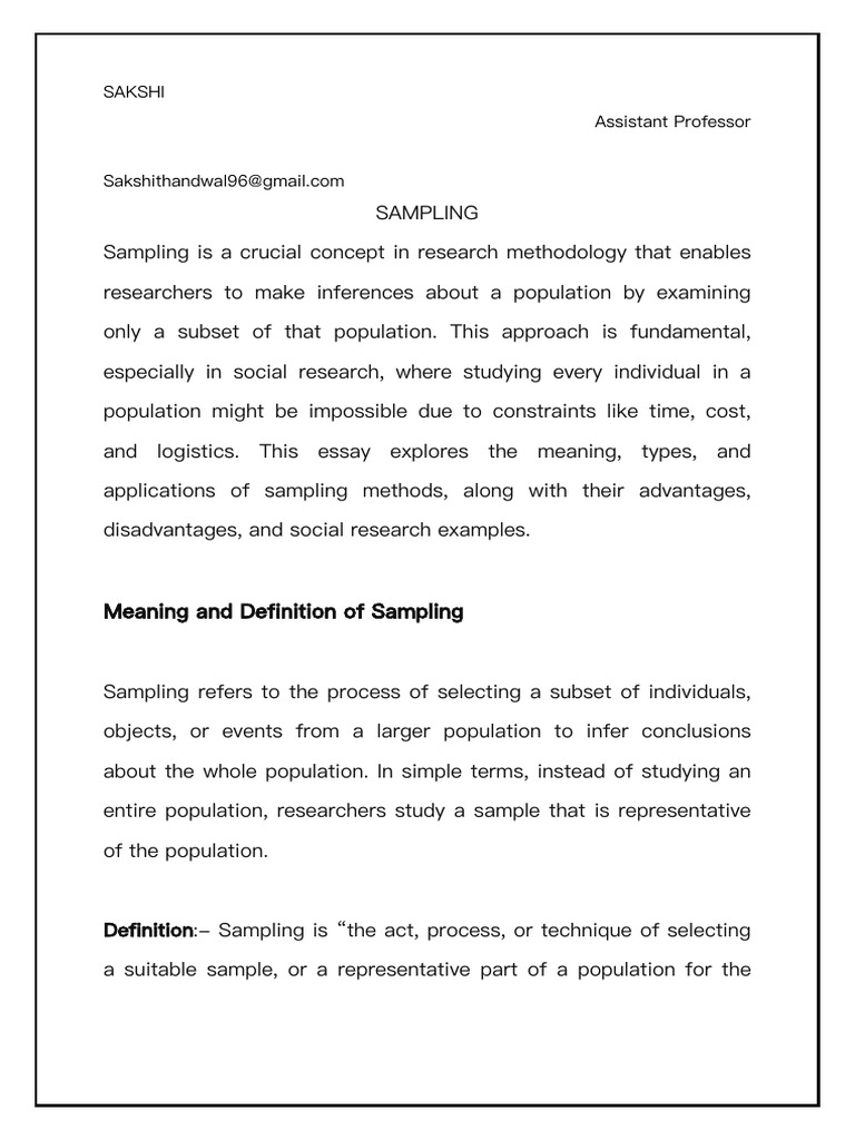 SAMPLING | PDF | Sampling (Statistics) | Statistics SAMPLING | PDF | Sampling (Statistics) | Statistics