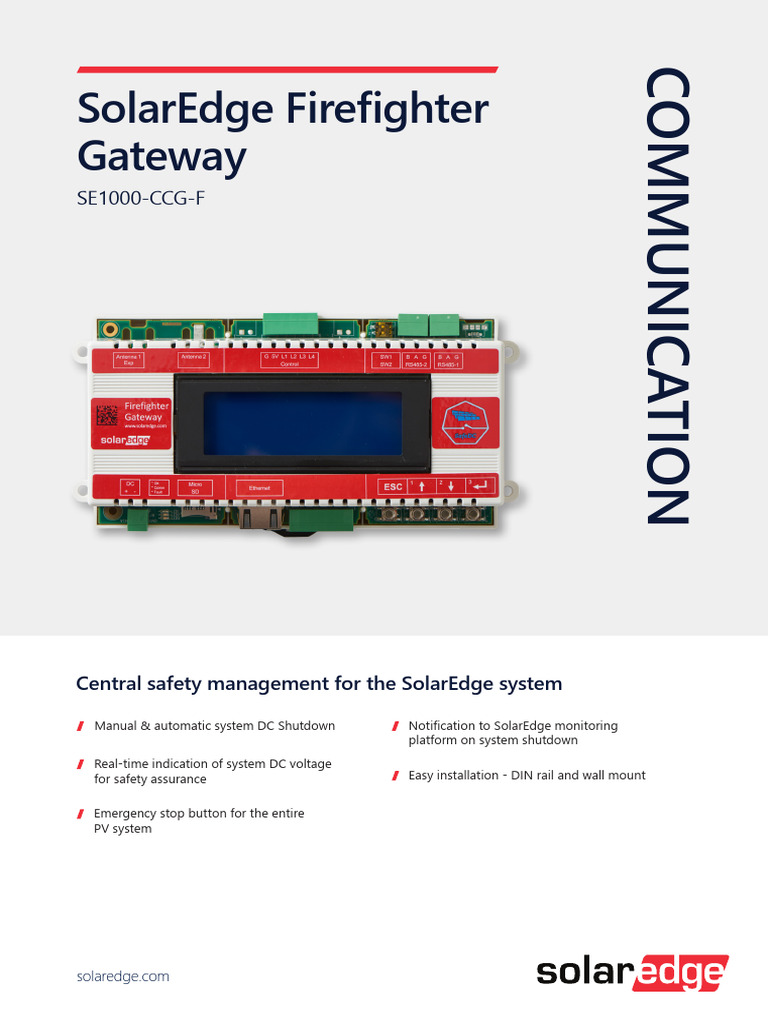 SolarEdge Firefighter Gateway Guide | PDF | Power Supply | Electrical ...