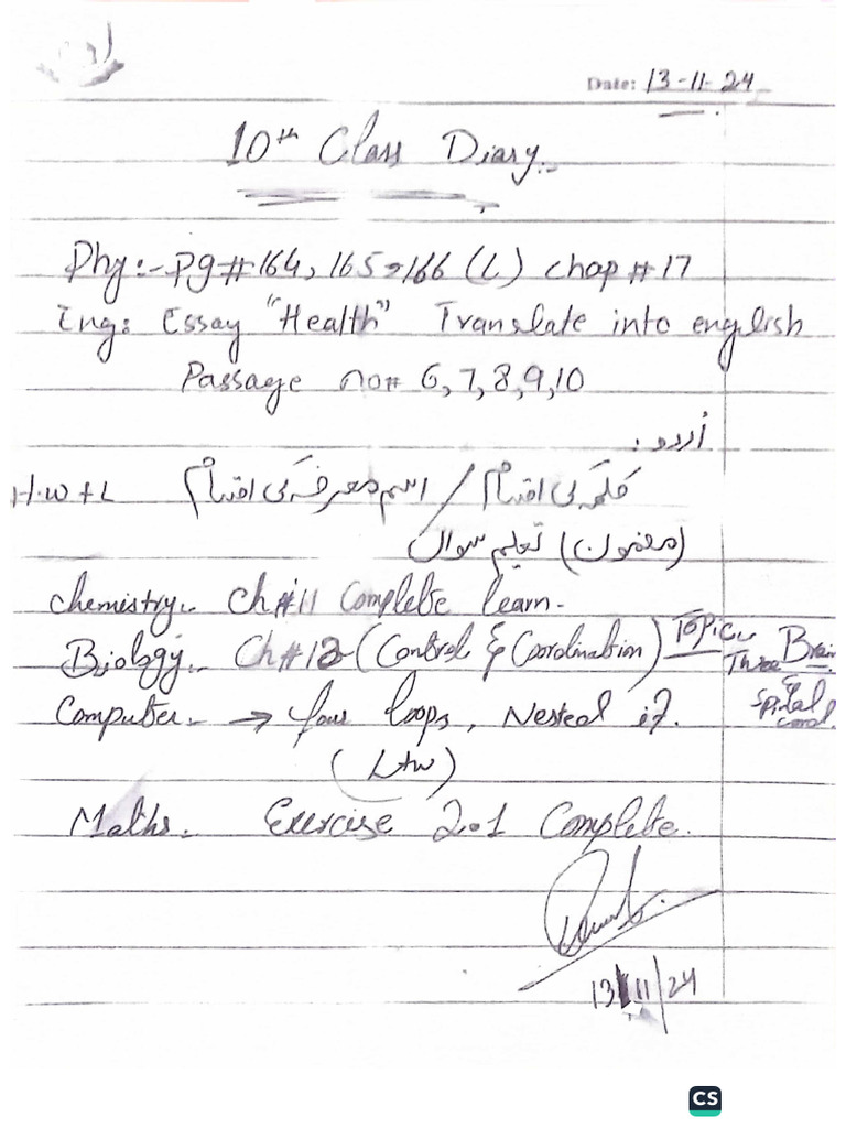 10th Class Diary | PDF