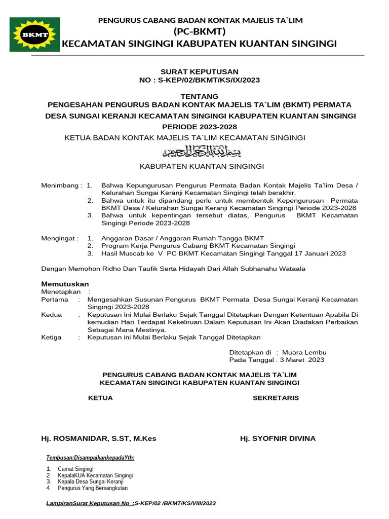 SK BKMT Desa Sungai Keranji | PDF