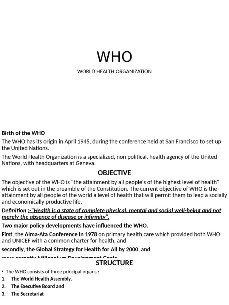 Who | PDF | World Health Organization | Public Health
