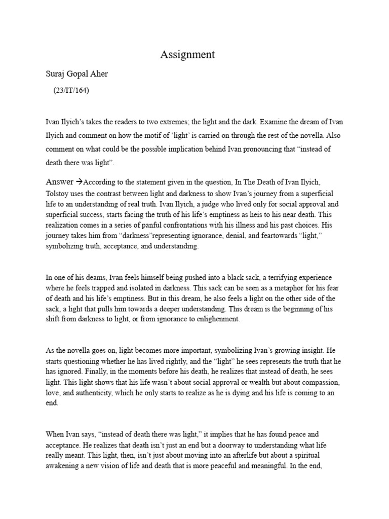 Appreciation of Fiction Assignment - 23it140 | PDF | Truth