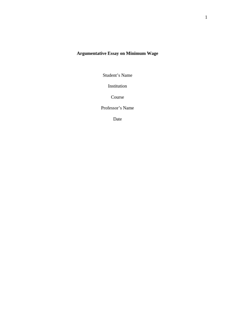Argumentative Essay On Minimum Wage | PDF | Cost Of Living | Minimum Wage