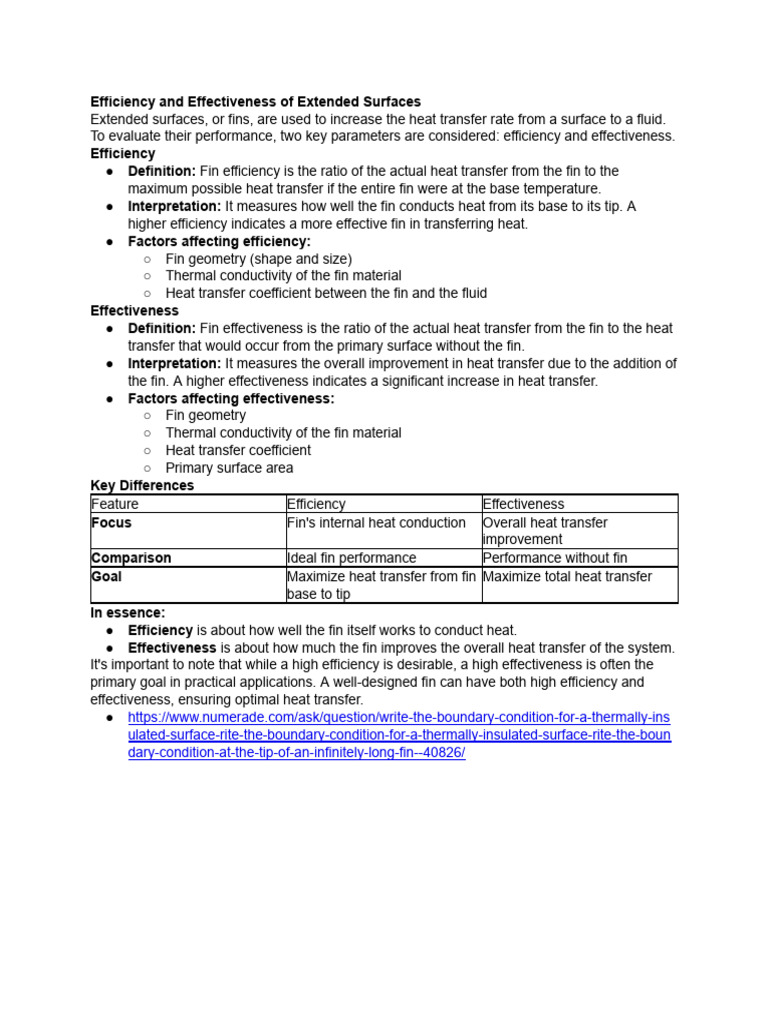 Fin Efficiency vs. Effectiveness Guide | PDF | Heat Transfer | Heat