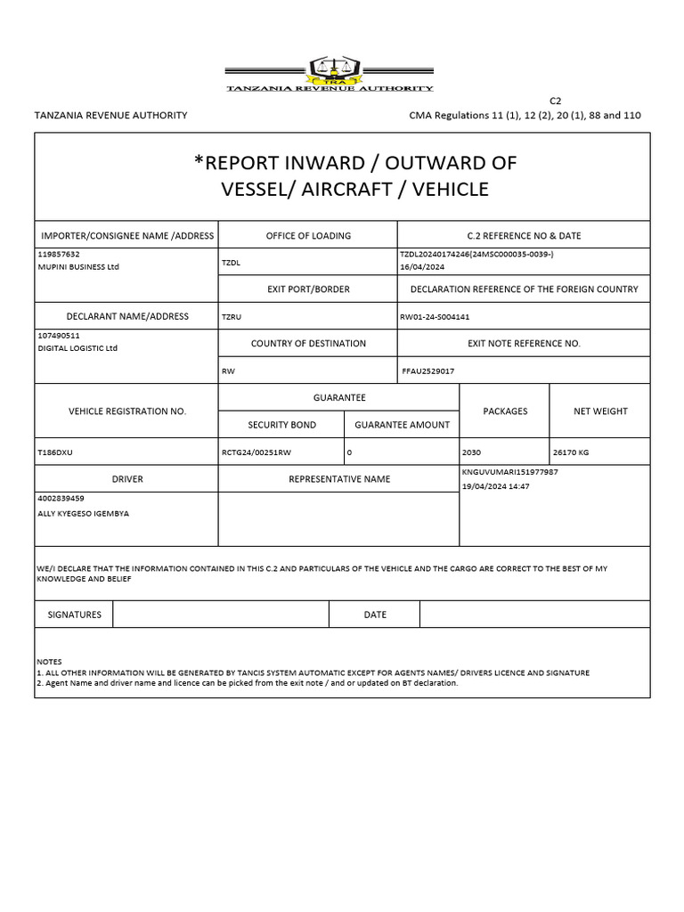 Report Inward / Outward of Vessel/ Aircraft / Vehicle | PDF | Vehicles ...