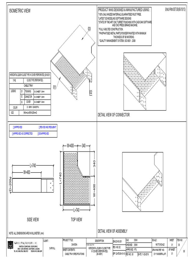 03 - HORIZONTAL ELBOW CLOSED TYPE WITH COVER (PERFORATED) (400mmWX200mmD) (26 ASSY) - Layout1 | PDF