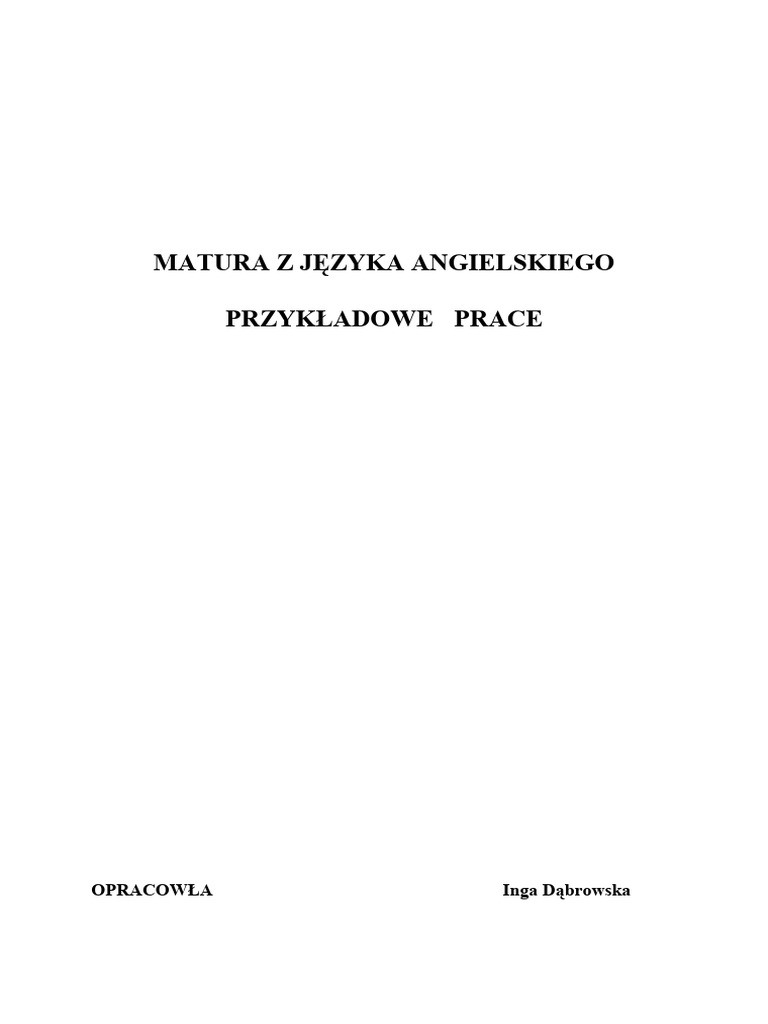 Matura J.angielski Przykadowe Prace Pisemne | PDF