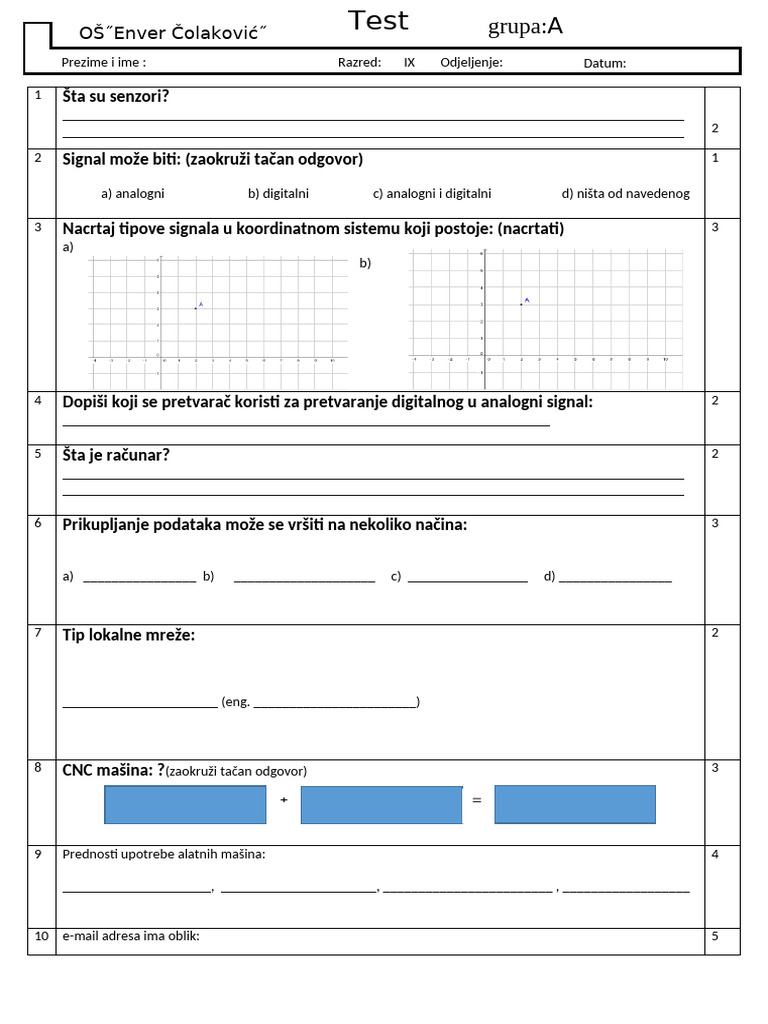 Test - Grupa A | PDF