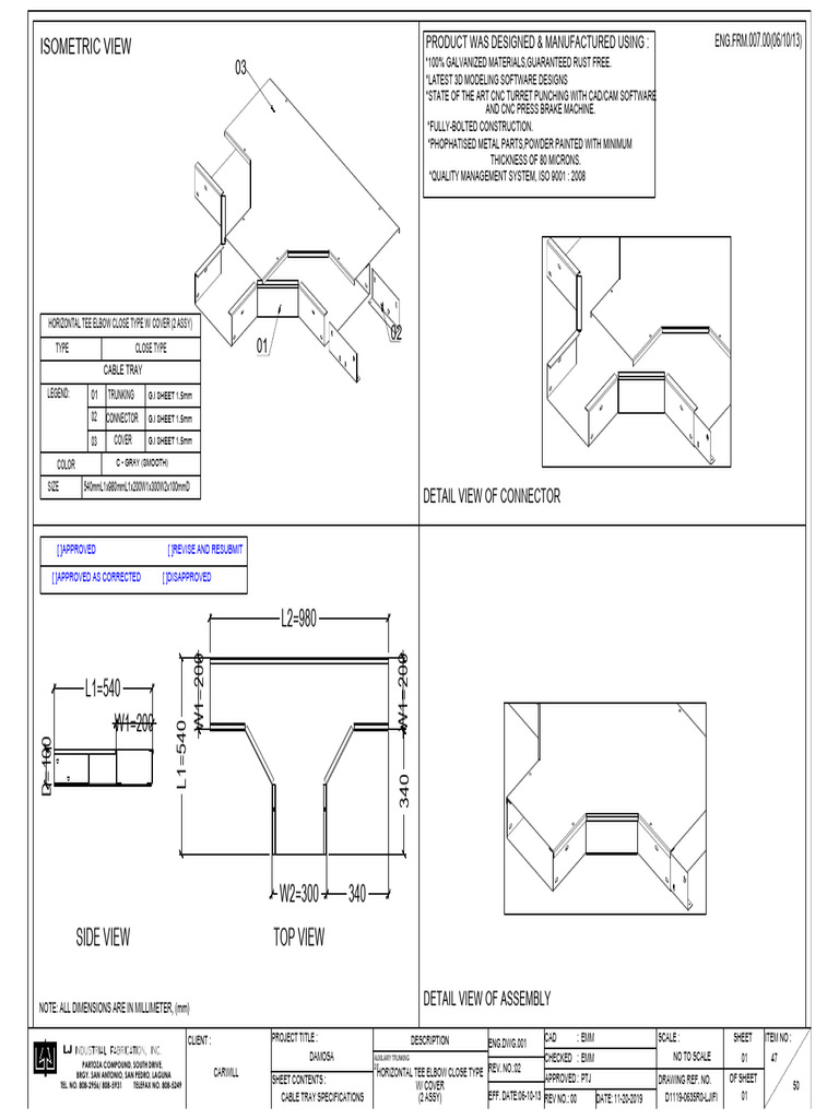 47 - Horizontal Tee Closed Type With Cover (200mmw1x300mmw2x100mmd) (2 ...