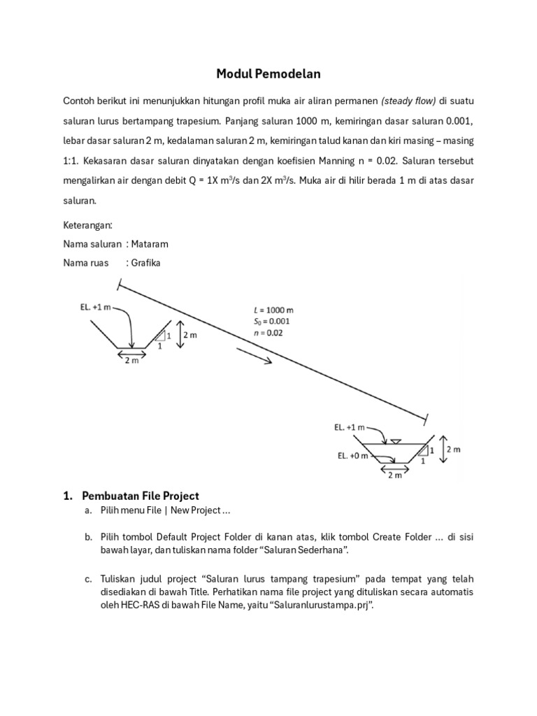 Pemodelan Saluran Trapesium HEC-RAS | PDF | Metode & Bahan Ajar | Komputer
