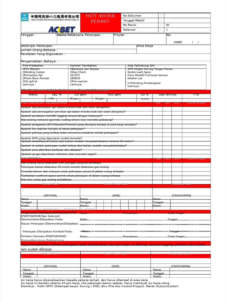 PDF Form Hot Work Permit Rev 3 | PDF