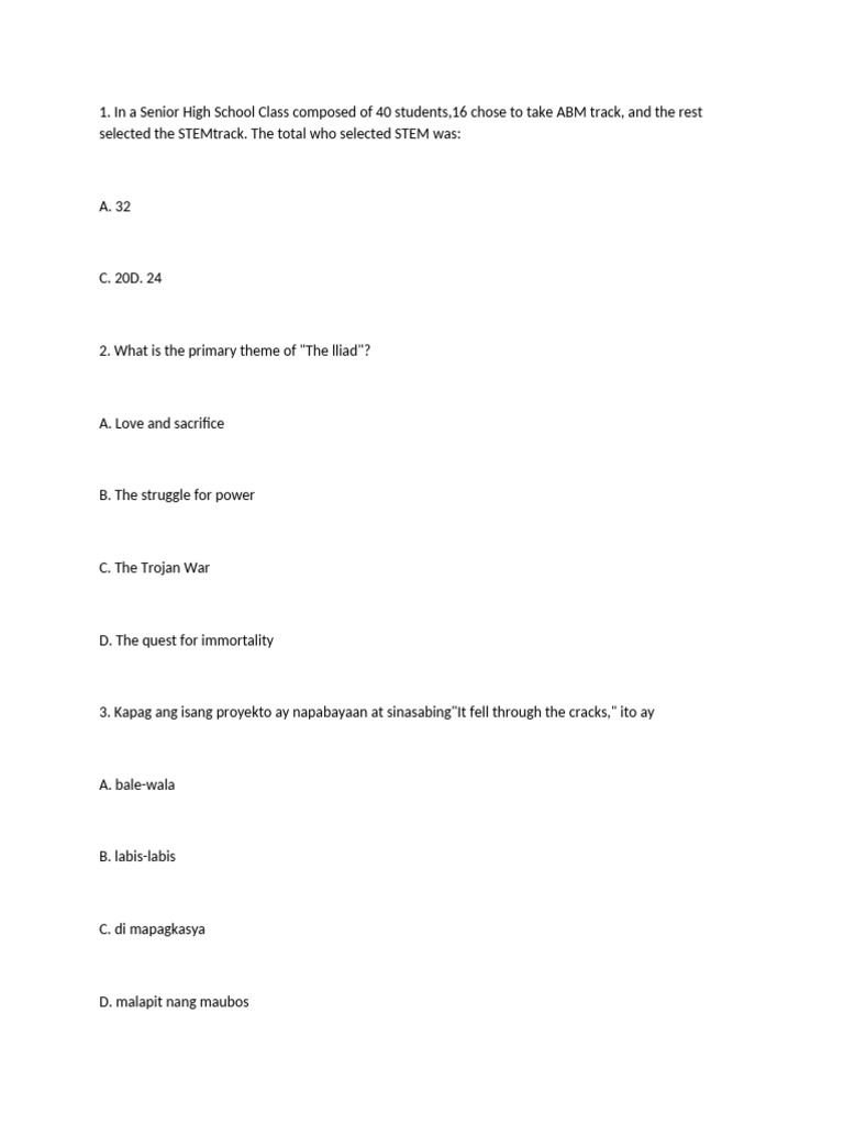 High School Quiz Questions and Answers | PDF