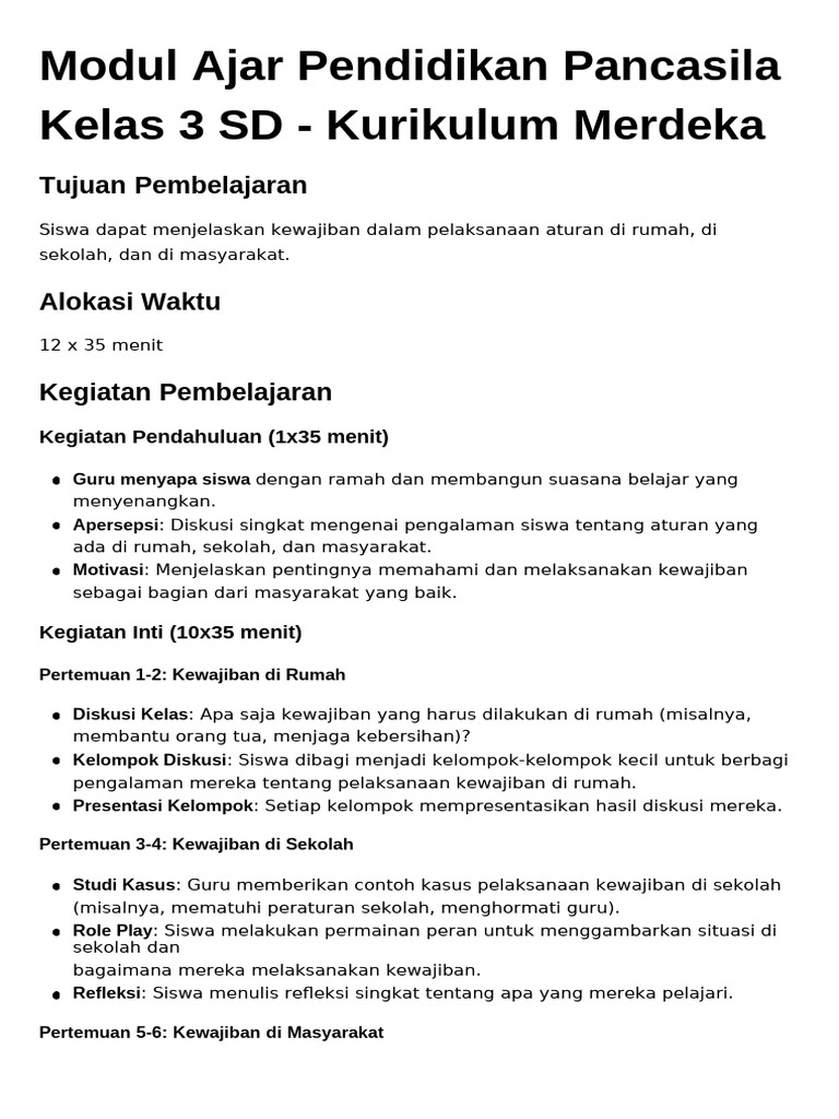 Modul Ajar Pendidikan Pancasila Kelas 3 SD - Kurikulum Merdeka Canva 2 | PDF | Seni | Sains ...