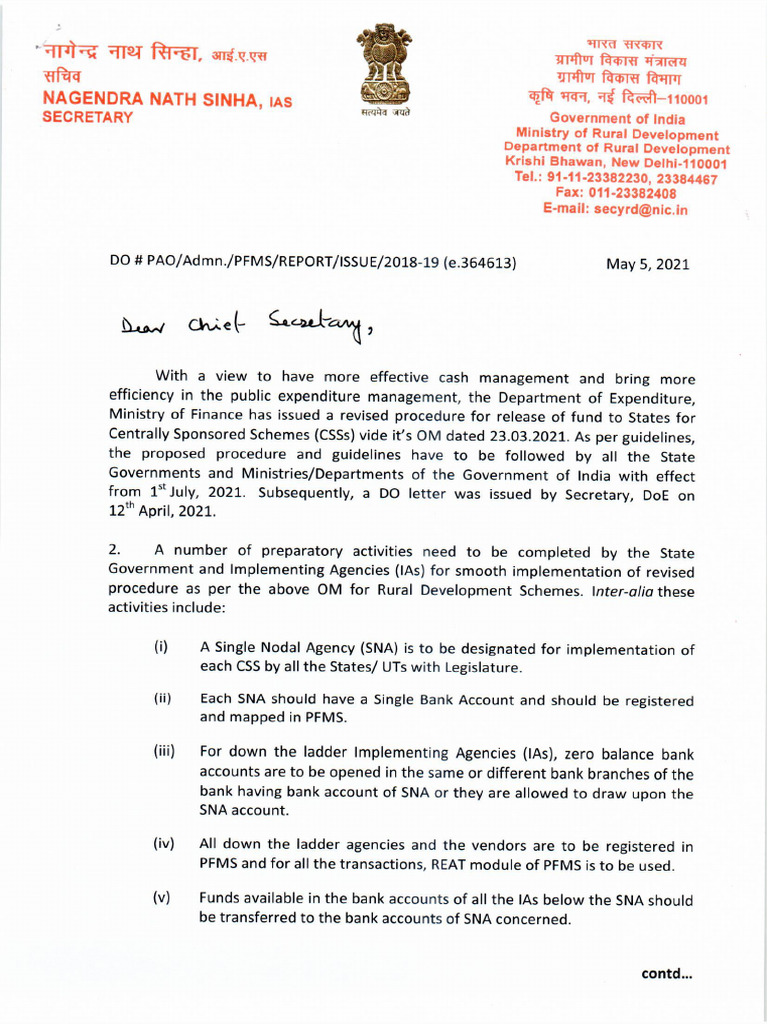 Annexure DO SRD To Chief Sect States On Preparedness | PDF