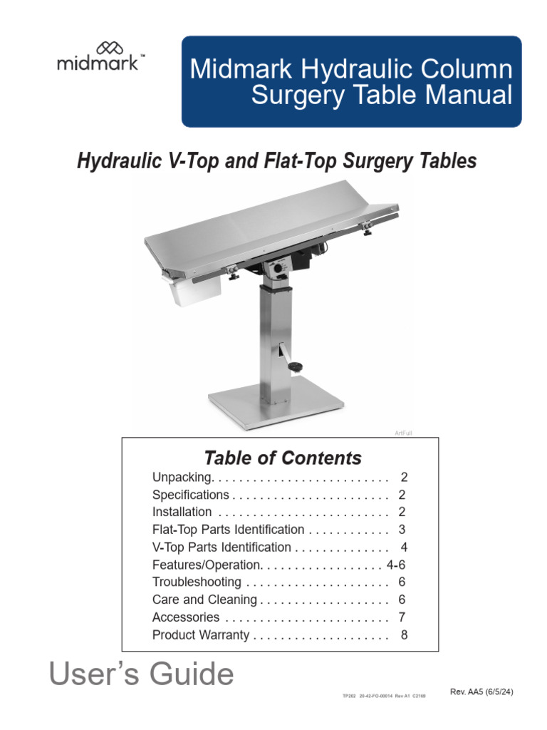 Midmark Hydraulic Surgery Table Manual | PDF | Elevator