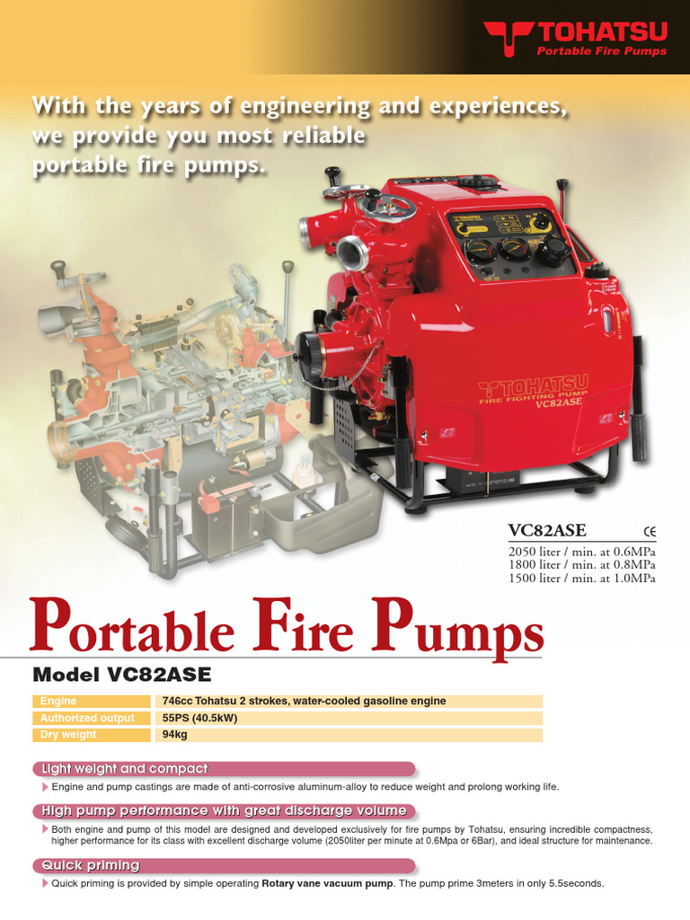Tohatsu VC82ASE Portable Fire Pump Specs | PDF