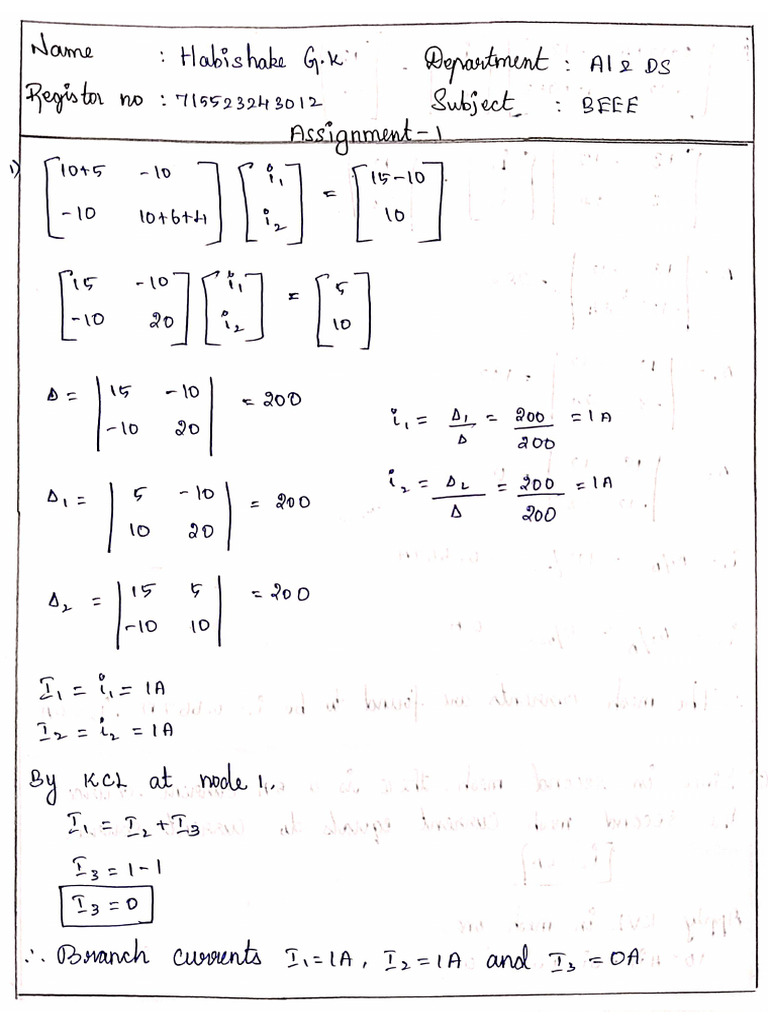 BEEE Assignment 1 | PDF