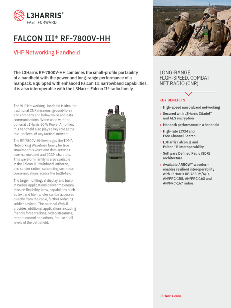 L3harris RF 7800v HH Handheld VHF Tactical Combat Networking Radio ...