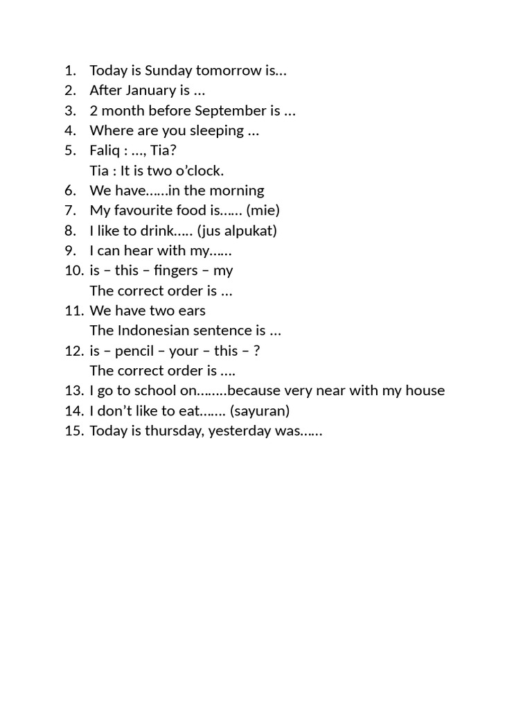 Today Is Sunday Tomorrow Is | PDF