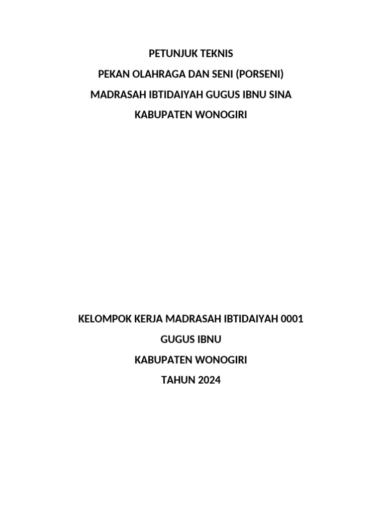 Petunjuk Teknis Porseni Gugus | PDF