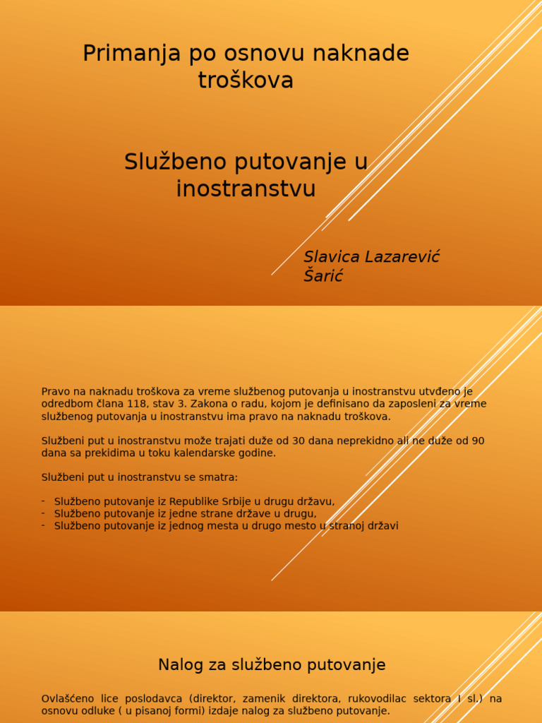 Obracun Putnih Troskova U Inostranstvu | PDF