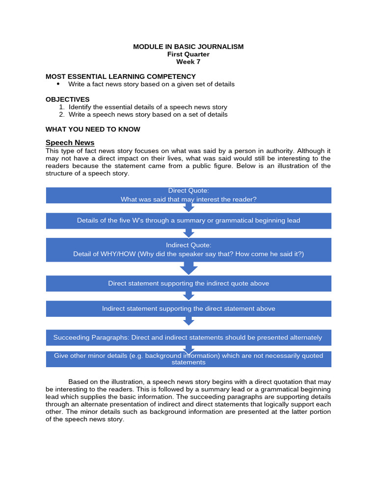 MODULE IN BASIC JOURNALISM-Week7 | PDF | Journalism | Rodrigo Duterte