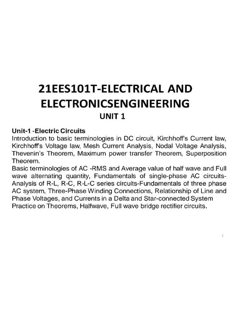 Beee Unit 1 Unit 1 | PDF