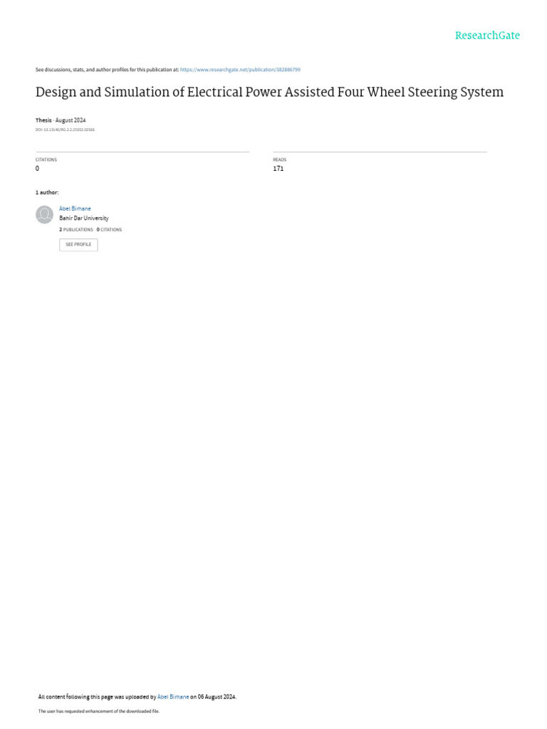 Electrical Power Assisted 4WS Design | PDF | Steering | Vehicles